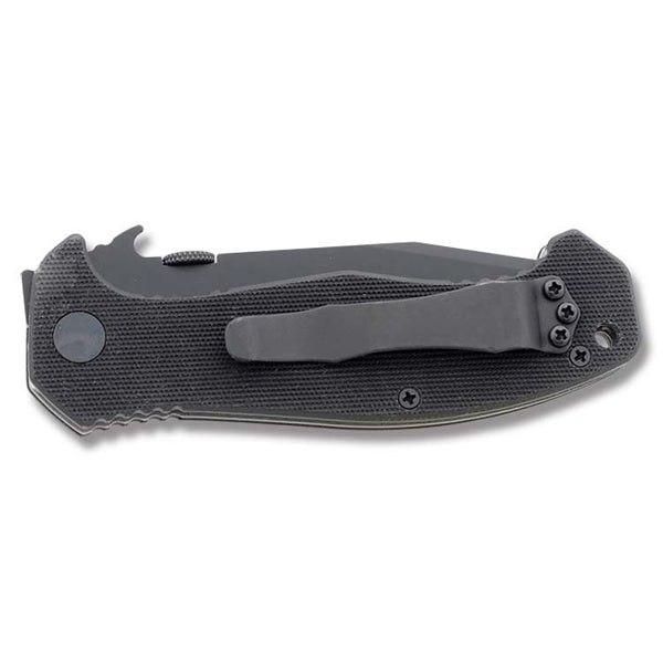 Emerson CQC-15 BTS Black on Black Half Serrated Folding Knife W/ Wave ...